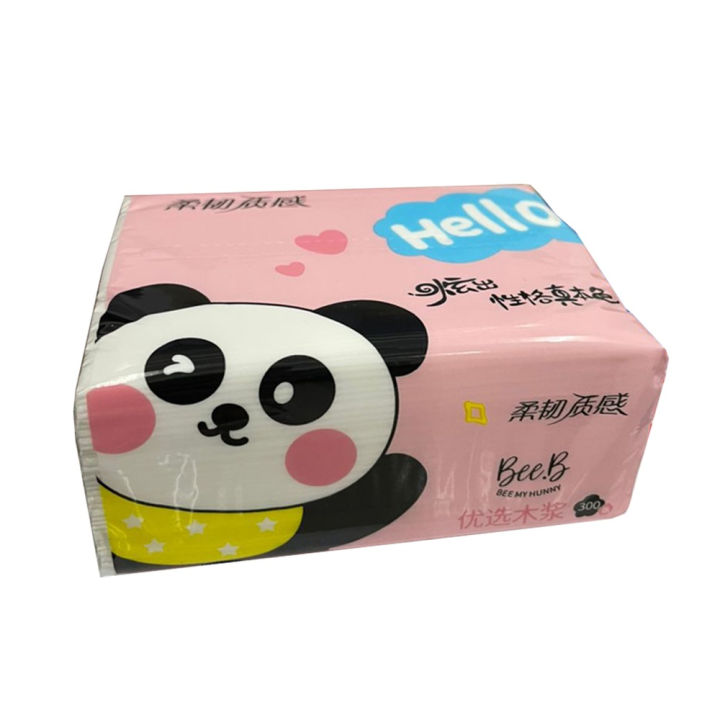 [300pcs/Pack] Pink Panda Bamboo Soft Facial Tissue Portable Tissue ...