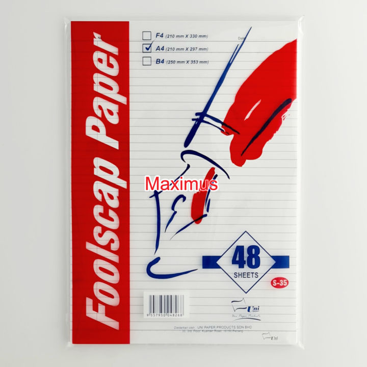 Uni Paper Foolscap Paper A4 70gsm 48's (Broad Line) | Lazada