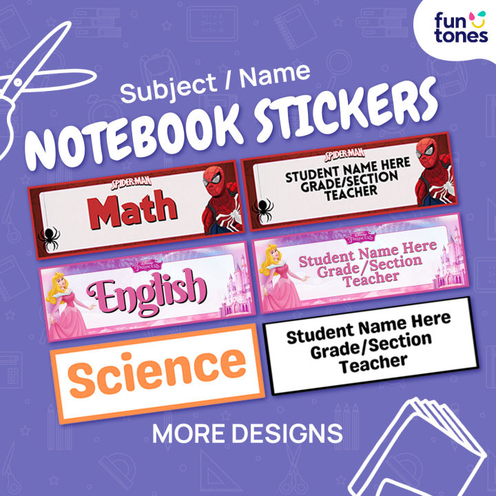 Waterproof Name Subject Sticker Labels for Notebook Books Customized ...