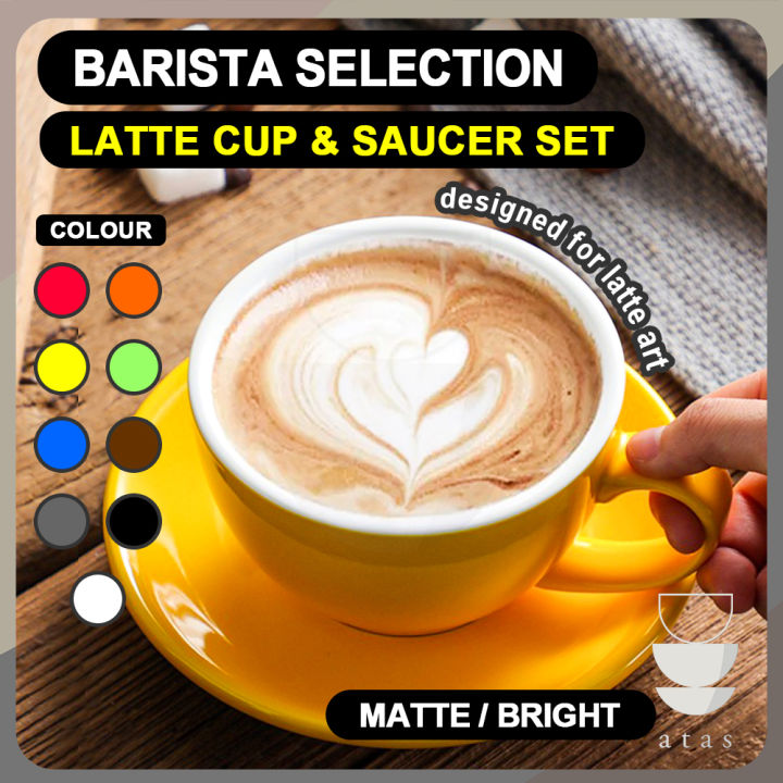 CAFE BARISTA SELECTION ATAS Ceramic Latte Cup and Saucer 220ml Coffee ...