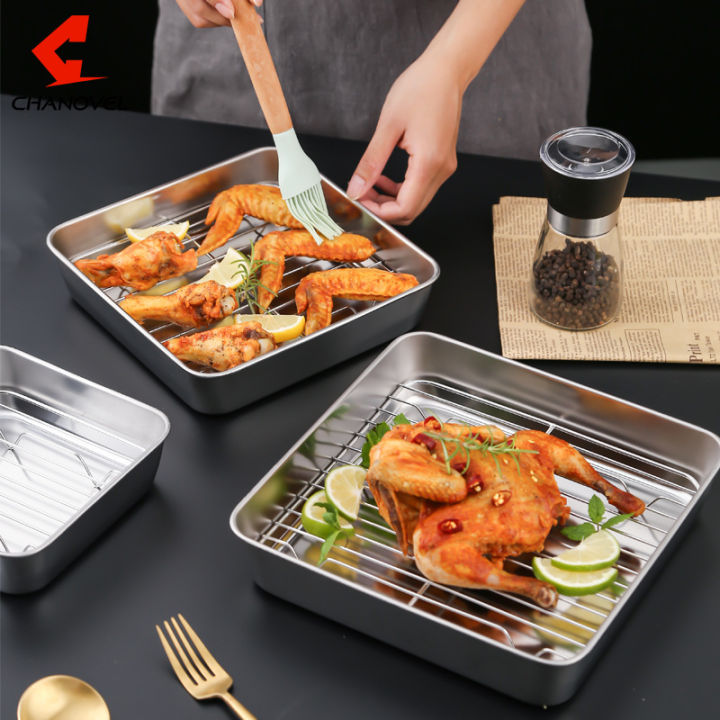 Stainless Steel Deepened Baking Tray Japanese Flat Bottom Hotel Tray ...