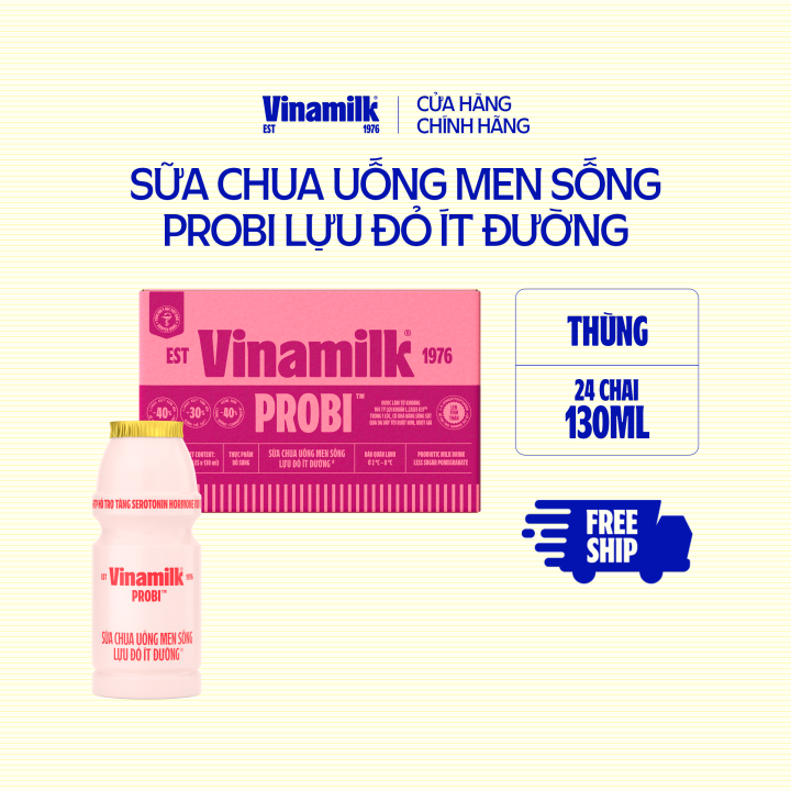 [CHỈ GIAO TRONG BÁN KÍNH 15KM] Thùng Sữa chua uống Probi Vị Lựu Đỏ Ít Đường chai x 130ml - 24 ...