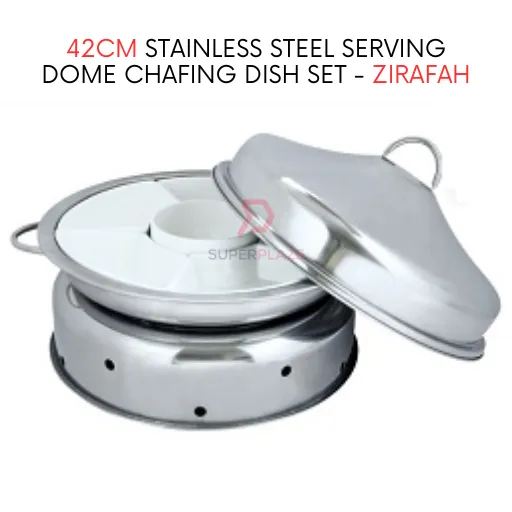 42cm Zirafah Stainless Steel Serving Dome Set Kenduri Chafing Dish ...
