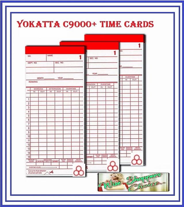 Yokatta C9000+ Time Card Starpoint Standard Time Card for Bundy Clock ...