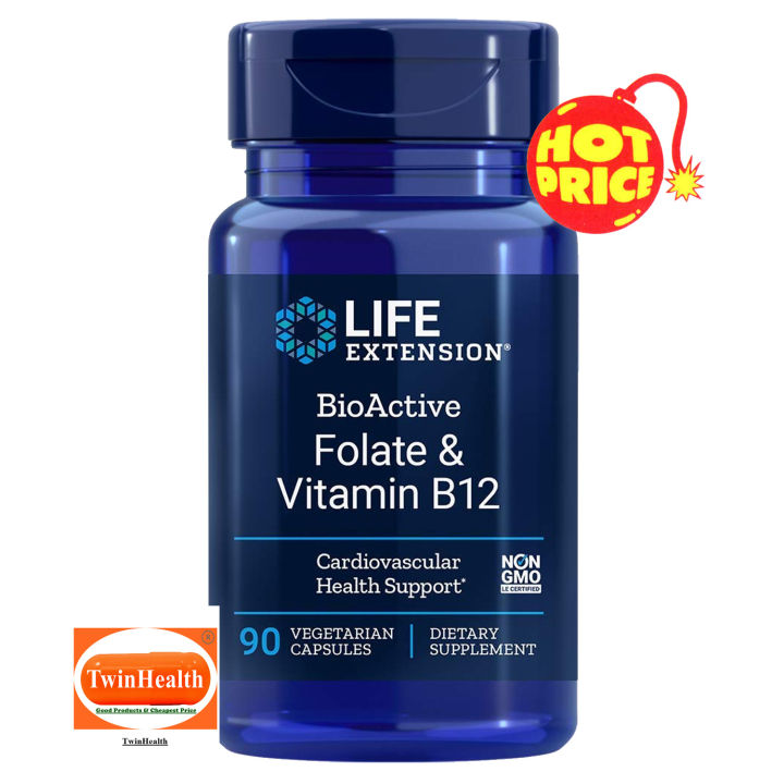 Life Extension BioActive Folate & Vitamin B12 / 90 vegetarian capsules ...