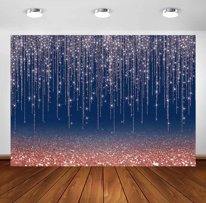 7x5ft Rose Gold and Navy Glitter Sparkle Backdrop for Adult Kids Bday ...