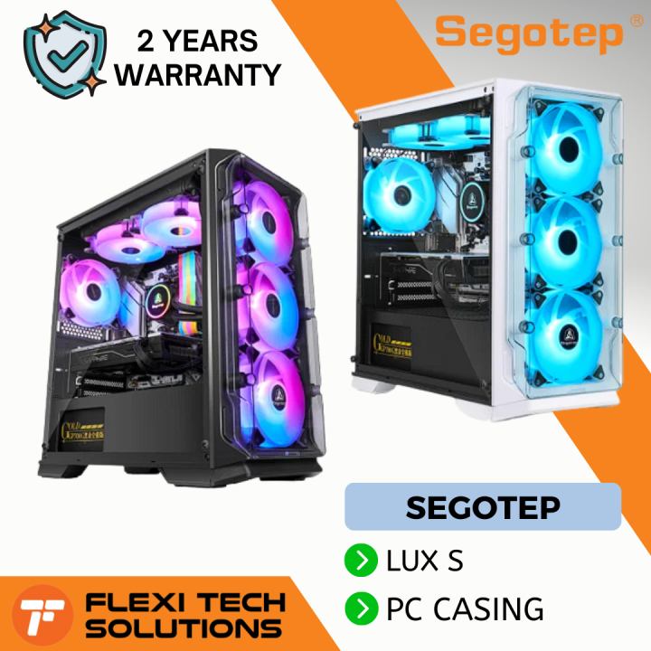 Flexi Tech SEGOTEP LUX S M-ATX TOWER CASE Black & White PC Desktop Case ...