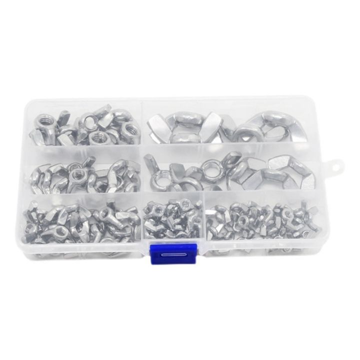 (ZFVI) 100 PCS Wing Nuts Assortment Kit Hand Nut Locking Tool Stainless ...