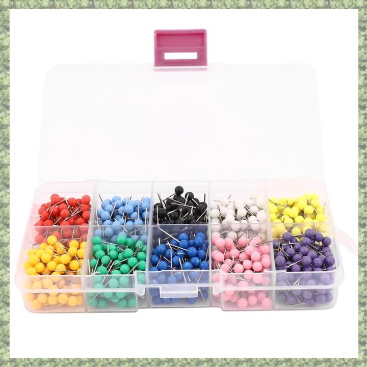 (BGIC) 1000 Pieces 1/8 inch Map Push Pins Map Tacks with Plastic Round ...