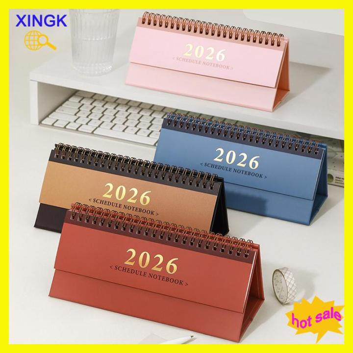 XINGK ปฏิทินตั้งโต๊ะ2026ปฏิทินวินเทจพร้อมบันทึกย่อปฏิทินรายเดือนสำหรับ ...