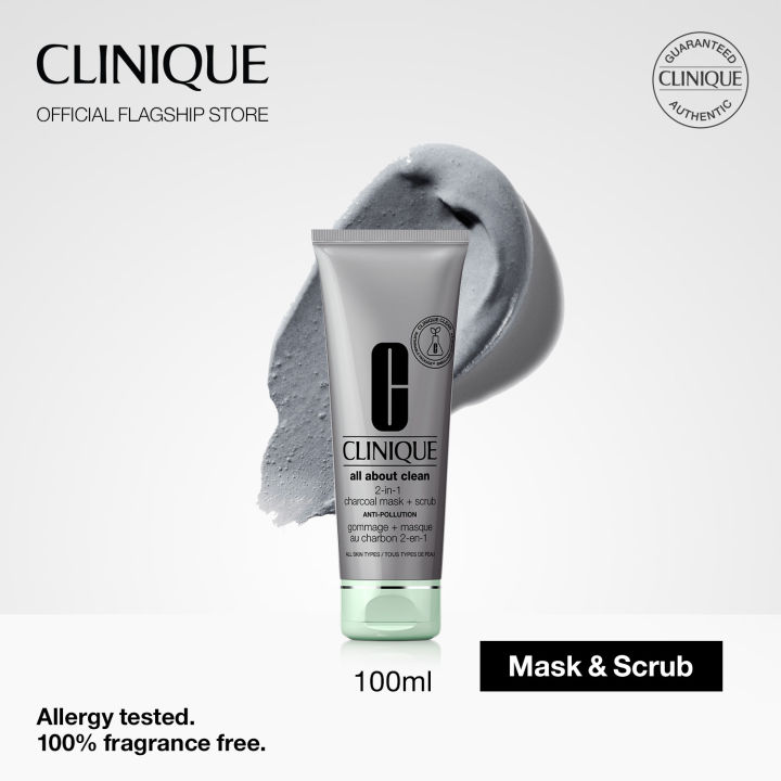 Clinique All About Clean Charcoal Mask + Scrub - Face Mask & Scrub ...