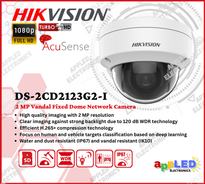 Hikvision DS-2CD2123G2-I 2MP Acusense Dome IP PoE Network Infrared Camera | Lazada PH