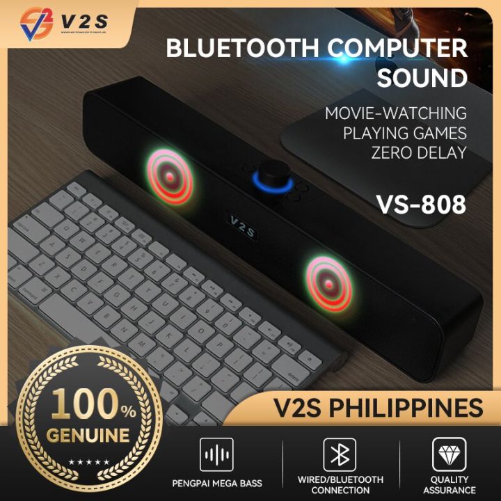 V2S VS808 Wireless Bluetooth With Sound bar Speaker Strong Bass Stereo ...
