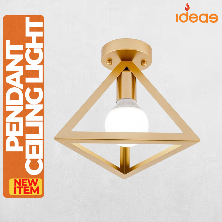 IDEAS GOLD Vintage Geometric Style Retro Triangle Metal Ceiling Light ...