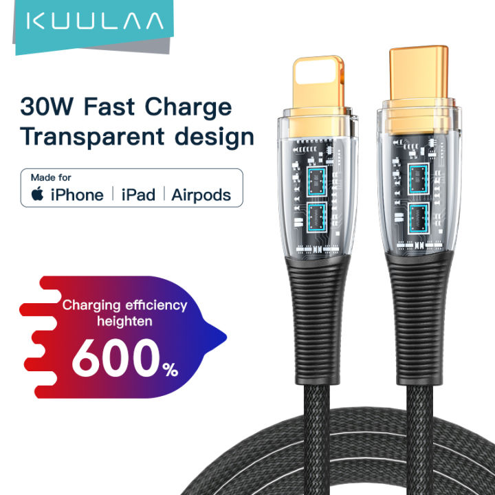 KUULAA 30W USB C to Lightning Cable for iPhone 14 13 pro max PD Type C iPhone Charger Cord 30W ...