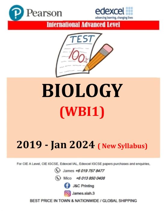 EDEXCEL A Level ( IAL) 2019 - Jan 2024 PAST PAPERS BIOLOGY (WBI1) UNIT ...