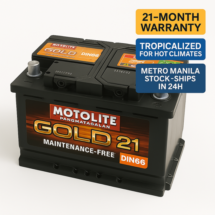 Motolite DIN66 Car Battery – Maintenance-Free Gold | For Fortuner ...