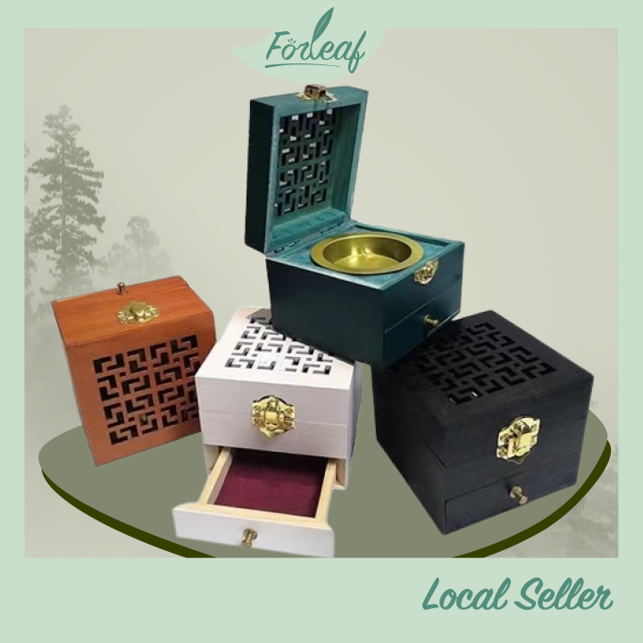 Bakhoor Burner Wooden Box Square Wood Mabkhara Bukhoor Incense Pinewood ...