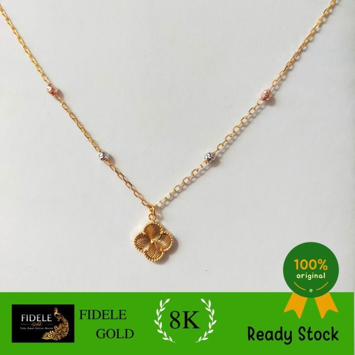 Kalung Bunga Vancleef Fanklip Merica Kalung Emas Asli Kadar Muda 8k ...