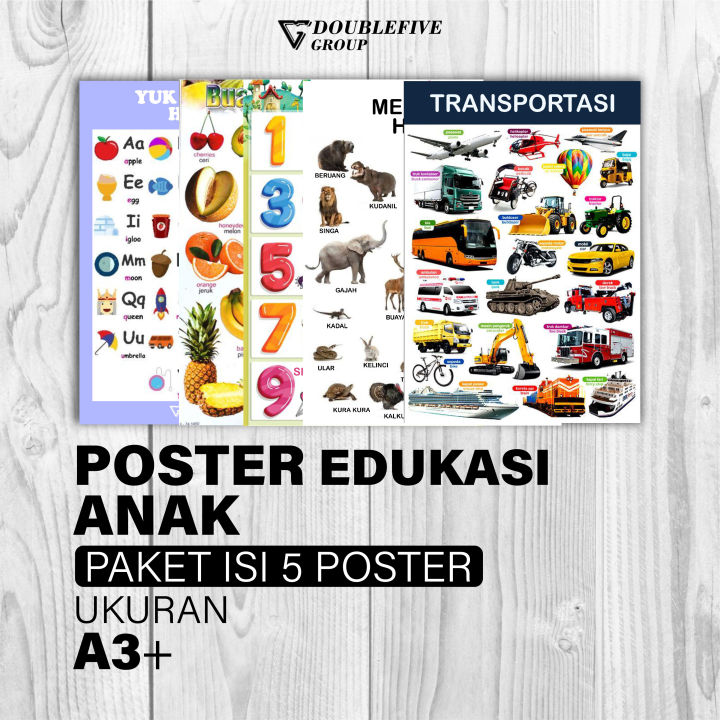 Poster Edukasi Anak Lengkap - poster edukasi anak suara Paket isi 5 Pcs ...