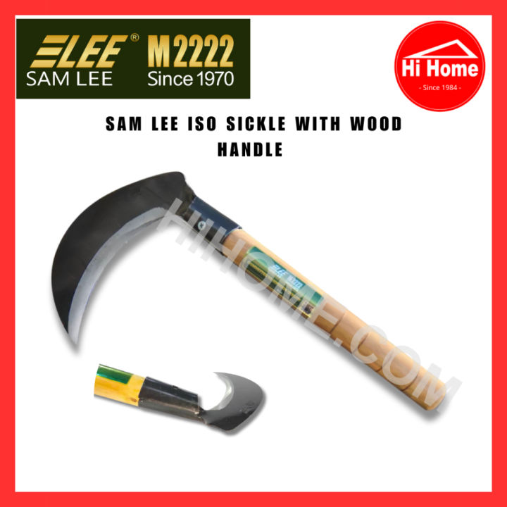 SAMLEE SPRING STEEL ISO Sickle Wood Handle Sabit Rumput Pemegang ISO ...