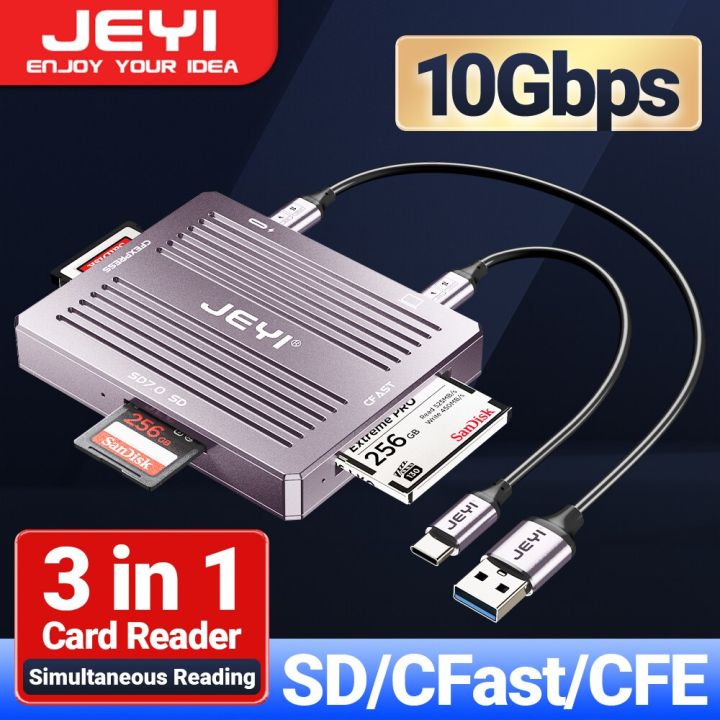 JEYI USB3.2 10Gbps SD/Cfast/CFE 3 In 1 Card Reader, Read Cfexpress Type ...