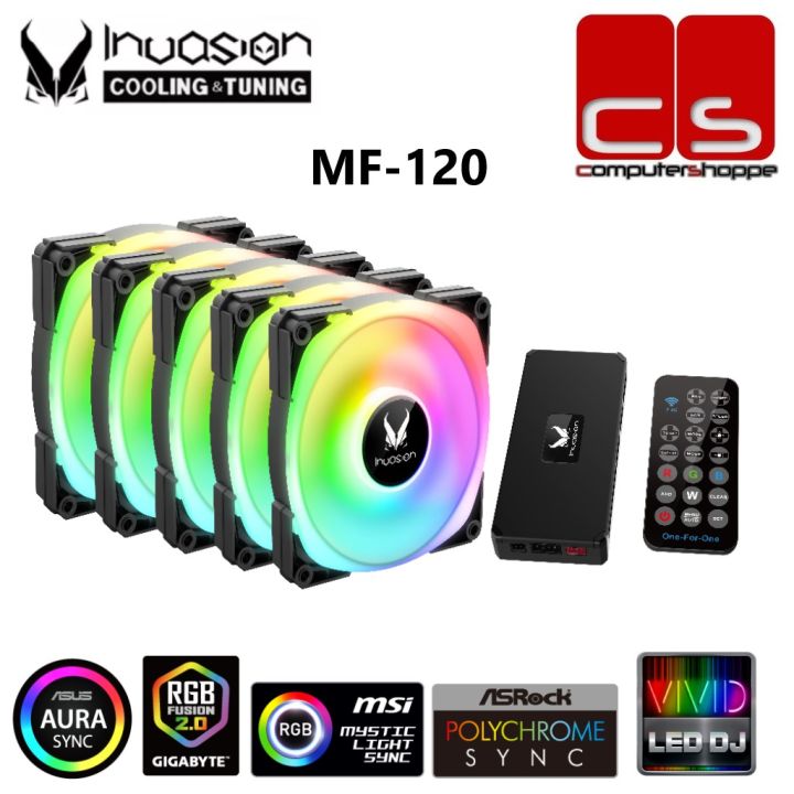 Invasion MF-120 6-in-1 120mm ARGB Fan with Wireless Remote Control Hub ...