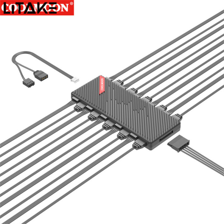 PWM And ARGB Hub Splitter, 1 To 10 Addressable Adapter, SATA Powered, 3 ...