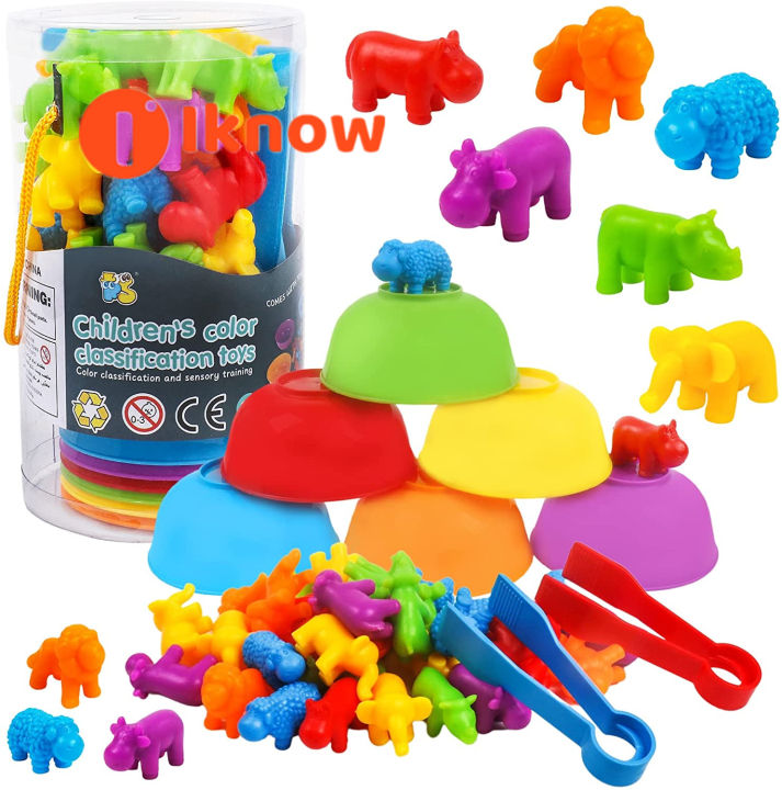 I know Counting Animals Toys Matching Game for Kids with Sorting Bowls ...