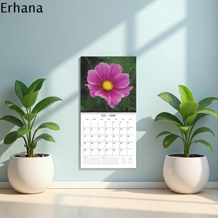 ERHANA Thick Paper Flowers Themed Wall Calendar Decorative Wall Hanging ...