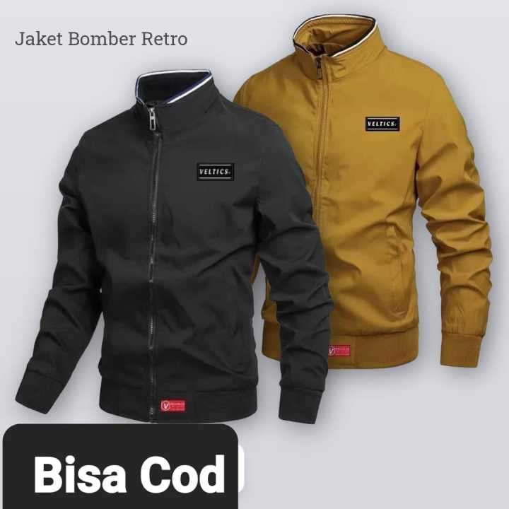 Jaket Bomber Retro Pria Casual Premium by Veltics Harga Terjangkau dan ...
