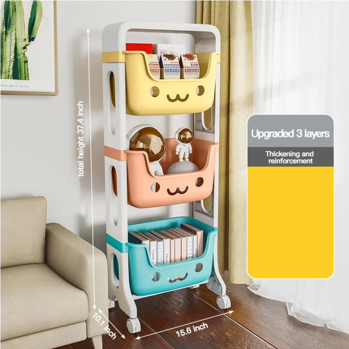 Kids Toy Storage Organizer Rolling Cart, SmileyDesign Children Playroom ...