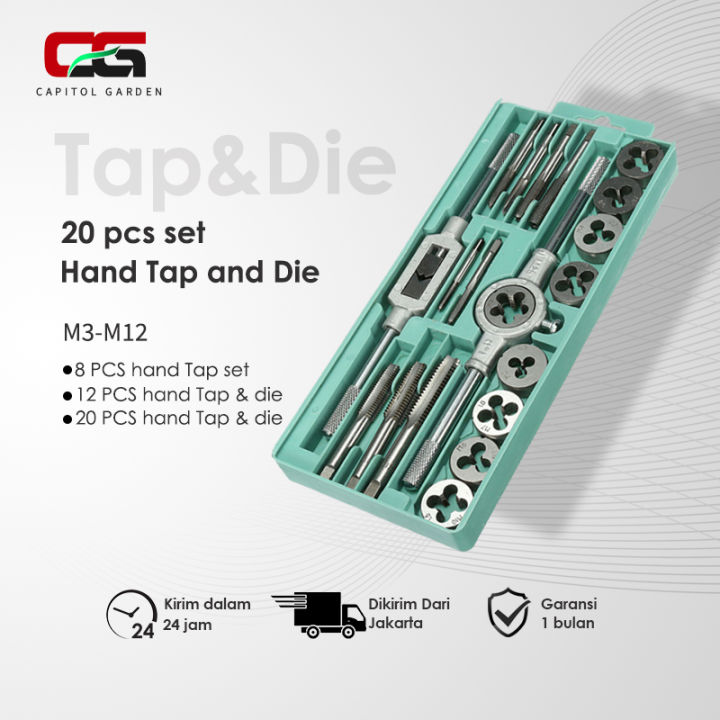 【Dikirim Dari Jakarta.COD】Hand Tap and Die 8/12/20 Pcs Set Alat Snai Dan Tap Ulir Dart Mur Baut ...