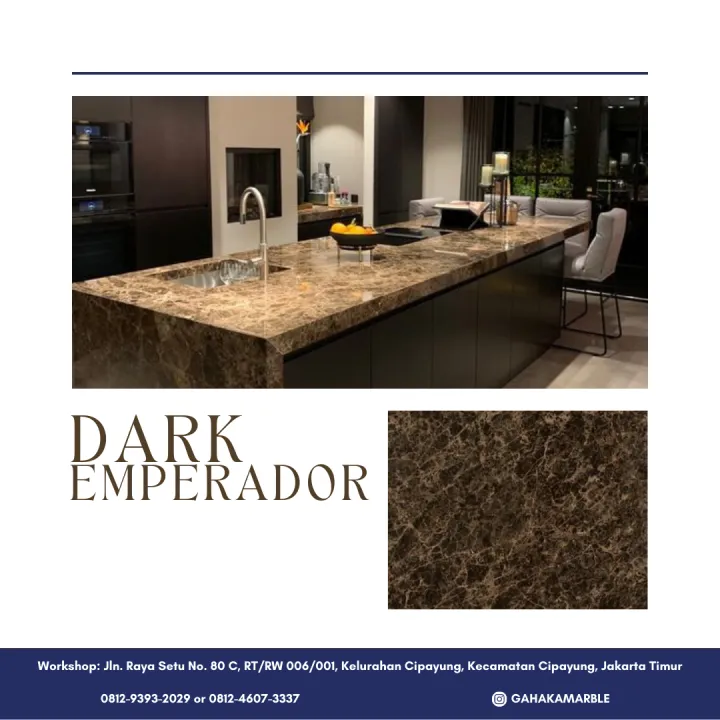 Dark Emperador Marble | Kitchen Set Marble | Meja Marmer Custom ...