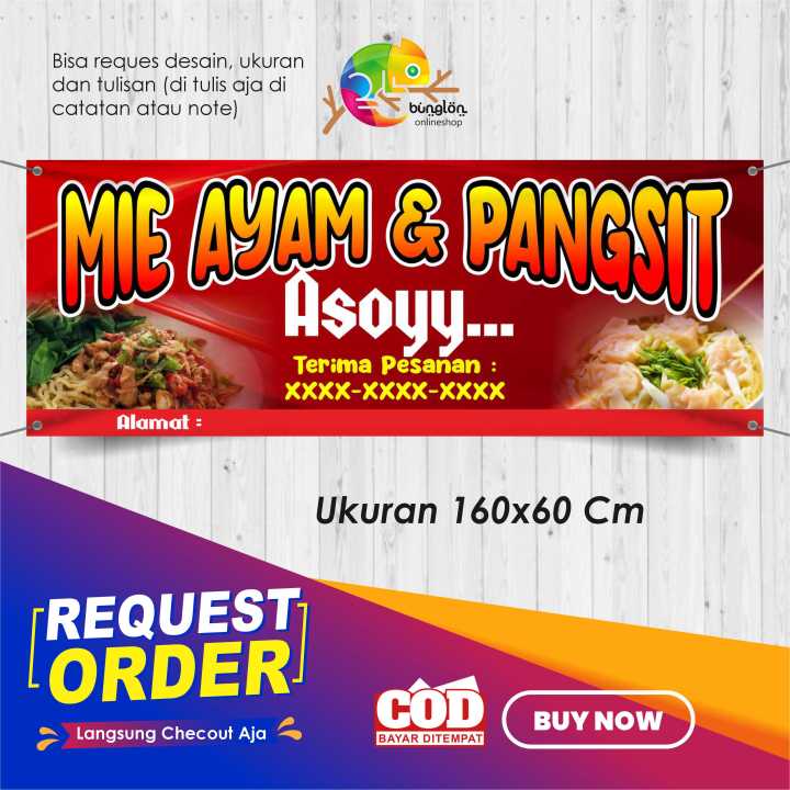 Spanduk Banner 160x60 Mie Ayam Pangsit Custom Desain | Lazada Indonesia