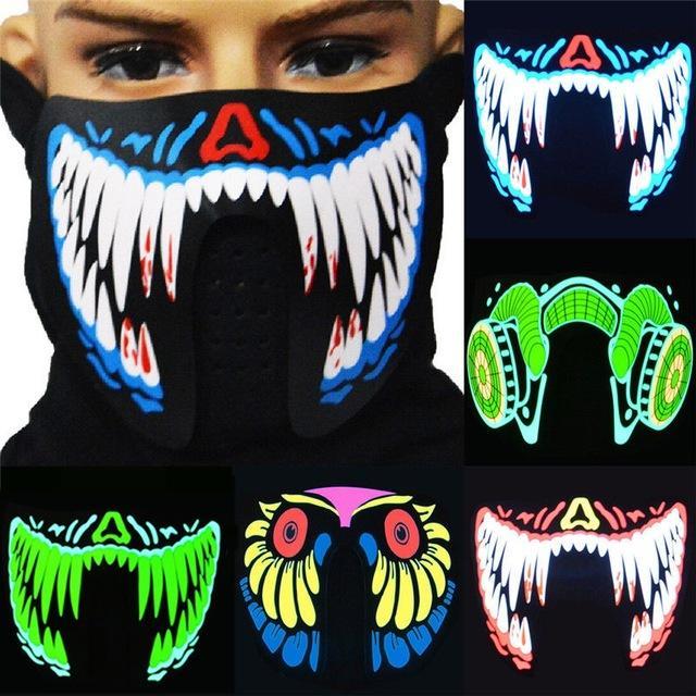 1x LED Masks Clothing Big Terror Masks Cold Light Helmet Fire Festival ...