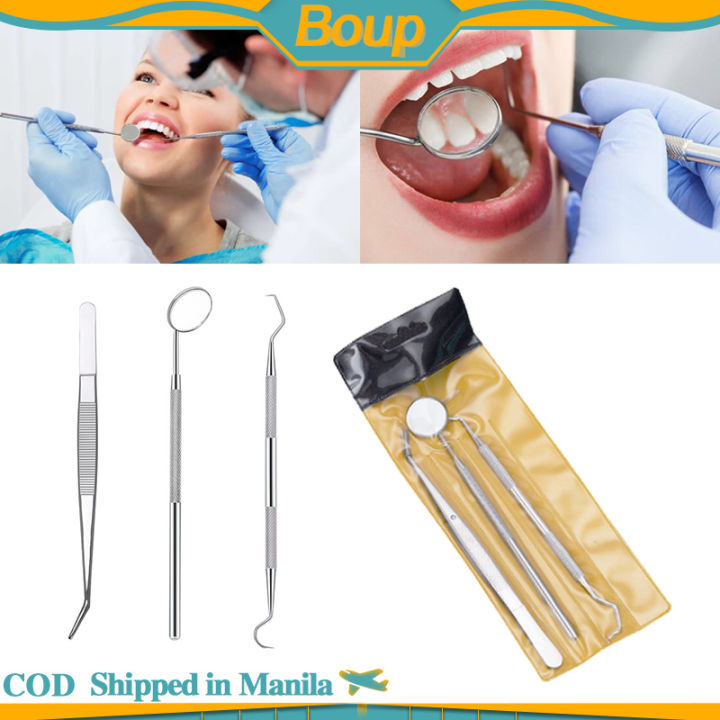 3Pcs/Set Professional Stainless Steel Teeth Cleaning Kit Tools | Lazada PH