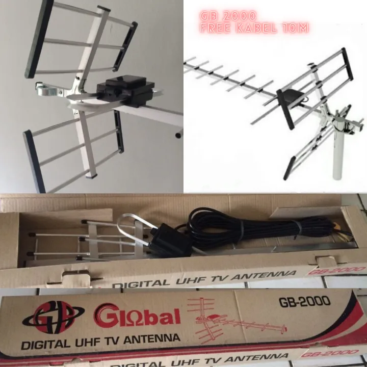 Antenna Digital UHF TV GB 2000 Antena Outdoor Luar FREE Kabel 10m ...