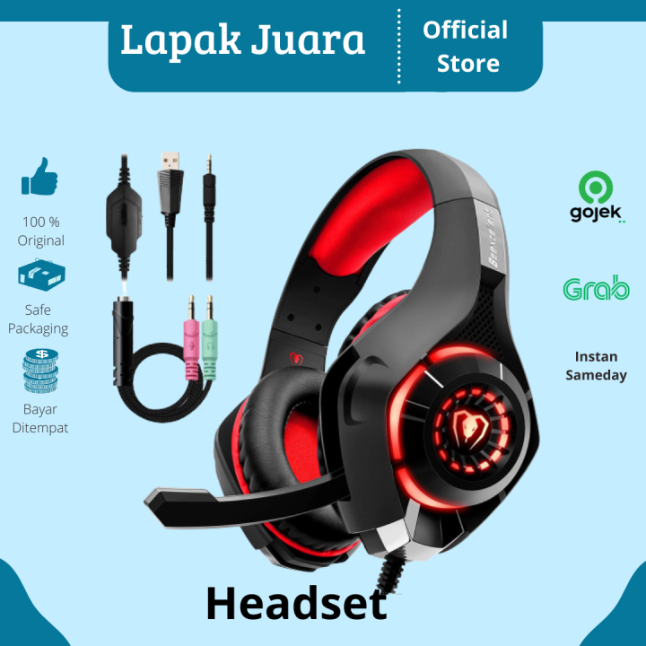 Headset Gaming Headphone Original Led With Mic Super Bass Beexcellent ...