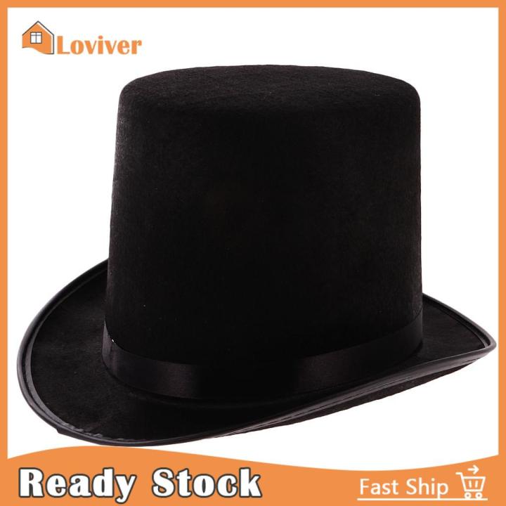 Loviver Black Tall Black Top Hat Victorian Steampunk Magician ...