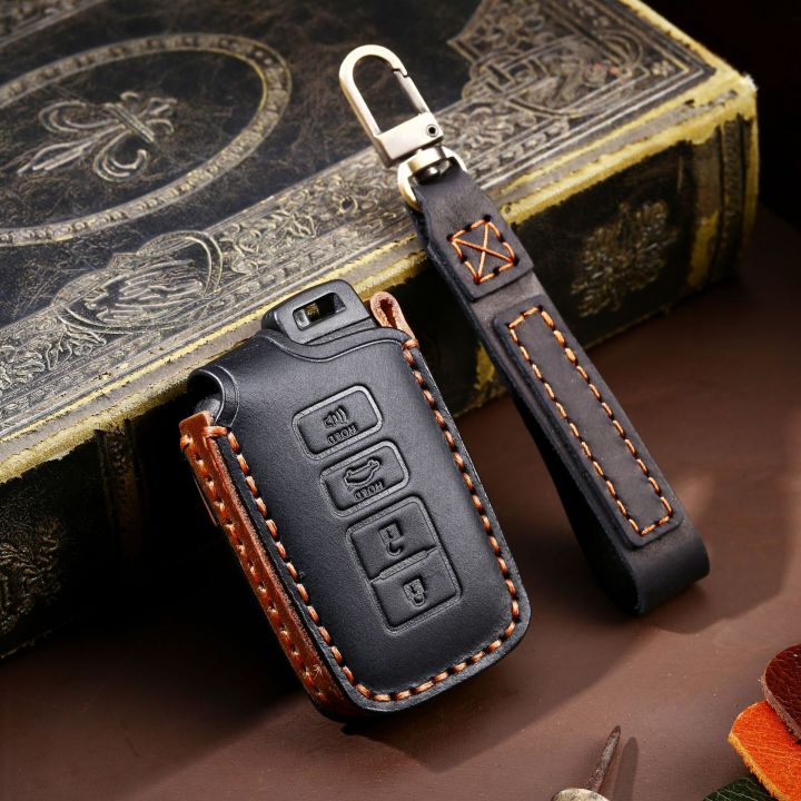 Genuine Leather Car Key Fob Case Cover For Toyota Camry Harrier Corolla ...