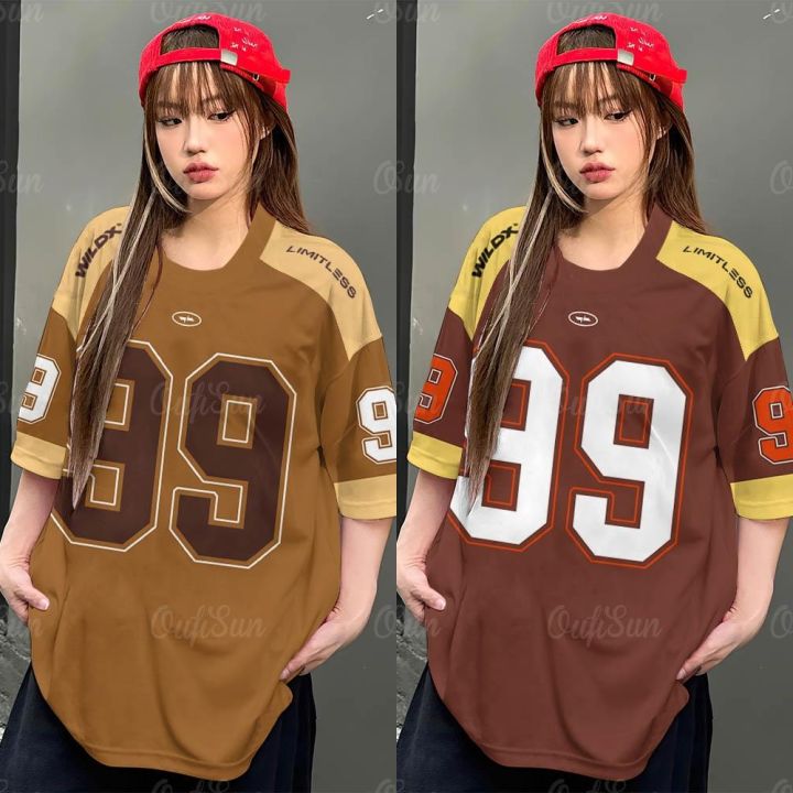 2025 Mocha Mousse Women's T-shirt Short Sleeve Number 99 Printed Retro ...