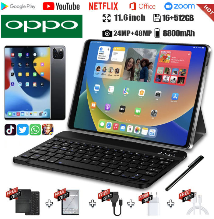 【ซื้อ1แถม6+แป้นพิมพ์ฟรี】2024ใหม่ OPP0 Tab11.6นิ้ว 5G แท็บเล็ต RAM16GB ...