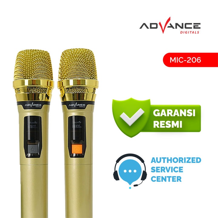 Advance MIC-206 Double Digital Mic Wireless Microphone Metalic Garansi ...