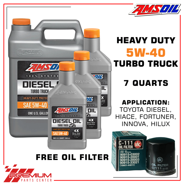AMSOIL Heavy-Duty 100% Synthetic Diesel Engine Oil 5W-40 7 Quarts ...