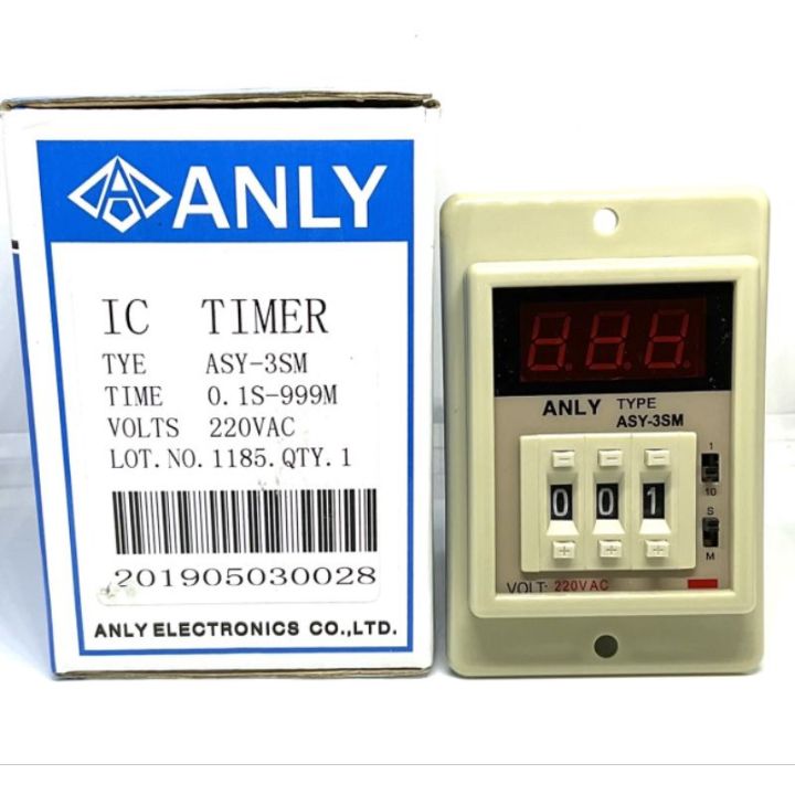 TIMER ทามเมอร์ รุ่น ASY-3SM ตั้งเวลาตั้งแต่ 0.1S ถึง 999M 220VAC (ยี่ห้อ ANLY) คุณภาพดีมาก ส่ง ...