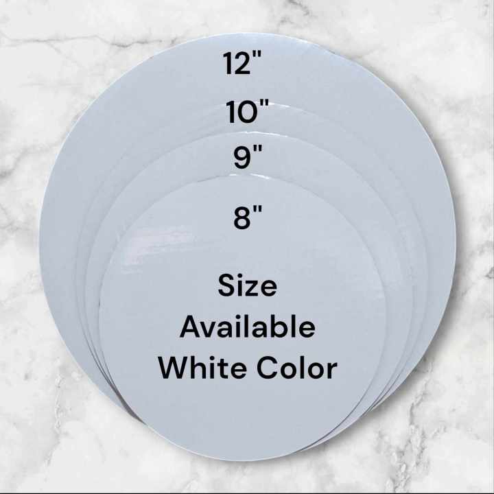 8 9 10 12 inches CORRUGATED BOTTOM LAMINATED WHITE TOP ROUND CAKE ...