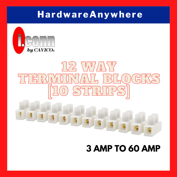12 Way PVC Electrical Connector strip - Pack of 10pcs [ 3 / 5 / 10 / 15 ...