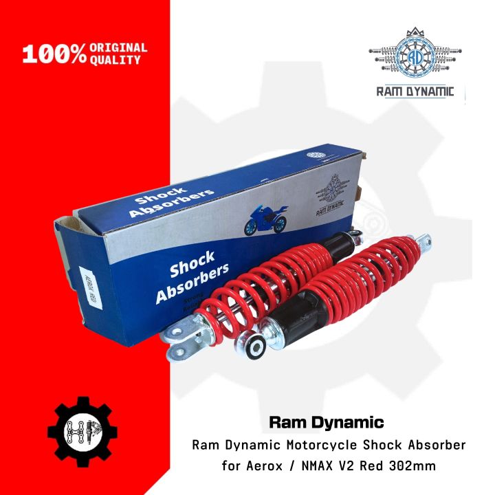 Ram Dynamic Motorcycle Shock Absorber for Aerox / NMAX V2 Red 330mm ...