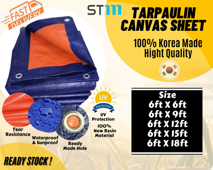BLUE ORANGE WATERPROFF CANVAS TARPAULIN 6FT | Lazada